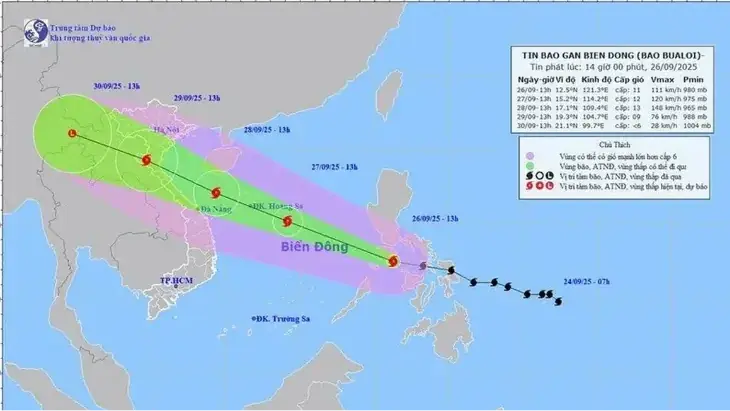 Bão Bualoi sẽ ảnh hưởng tới Bắc bộ và Bắc Trung bộ